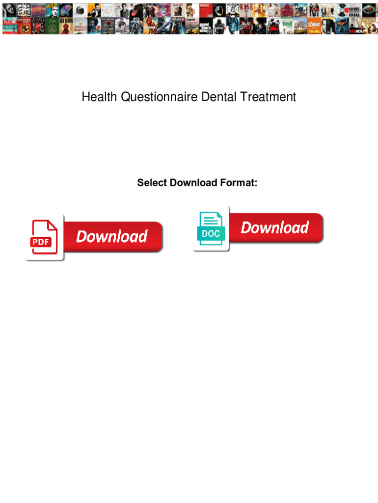 Fillable Online Health Questionnaire Dental Treatment. Health ...