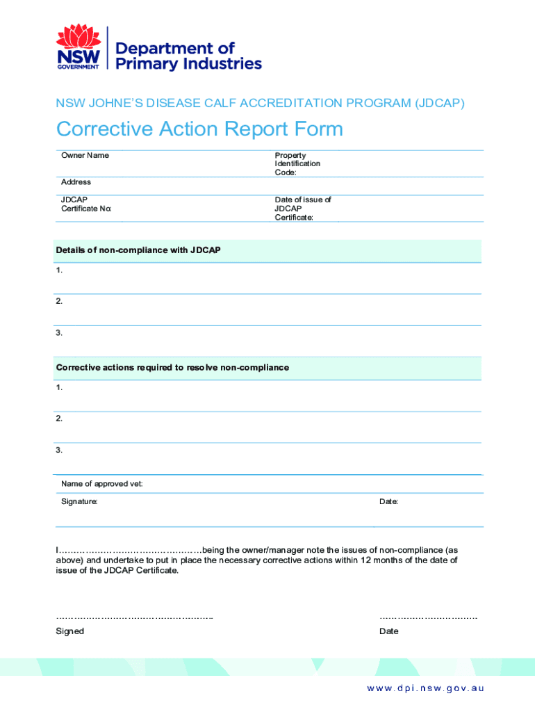 Fillable Online JDCAP Corrective Action Report Form Fax Email Print ...