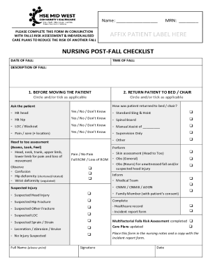 Fillable Online Fall risk and prevention agreement: engaging patients ...