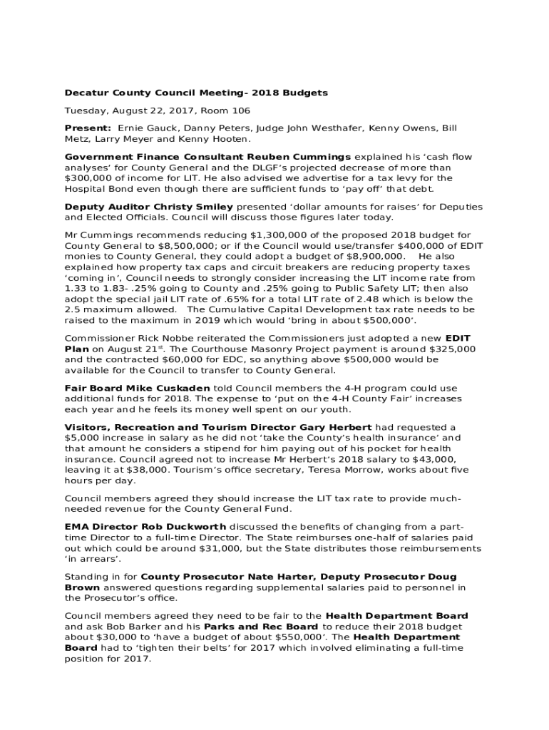 Present:Ernie Gauck, Danny Peters, Judge John Westhafer, Kenny Owens ...