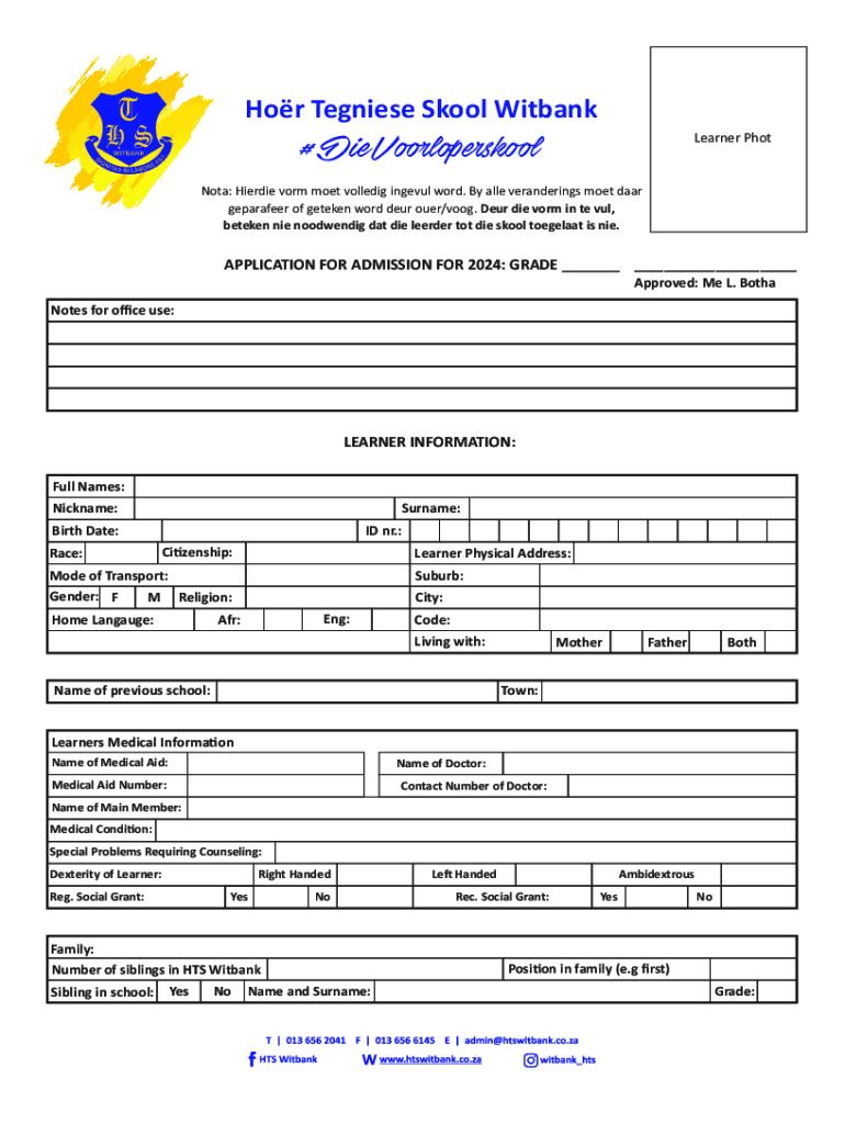 Fillable Online Application Form - HTS WITBANK Fax Email Print - pdfFiller