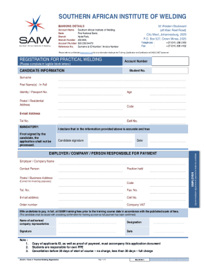 Fillable Online Southern African Institute of Welding Fax Email Print ...