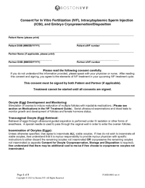 Fillable Online PAR IVF Consent Form Fax Email Print - pdfFiller