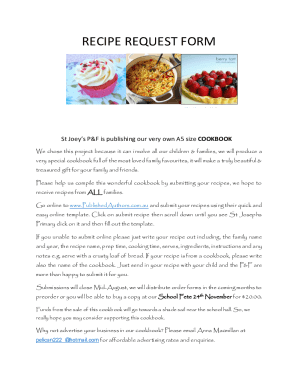 Fillable Online RECIPE REQUEST FORM Fax Email Print - pdfFiller