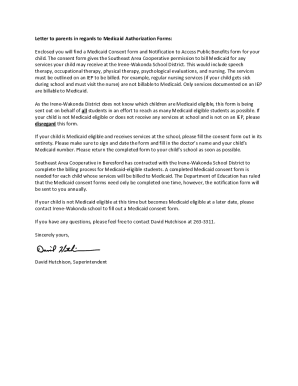 Fillable Online Letter to parents in regards to Medicaid Authorization ...