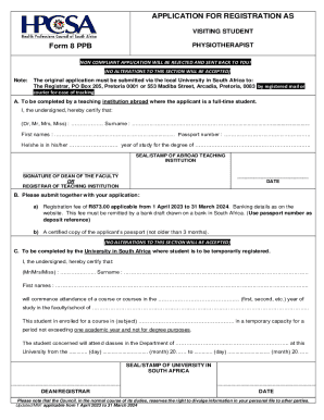 Fillable Online Form 8 PPB APPLICATION FOR REGISTRATION AS Fax Email ...