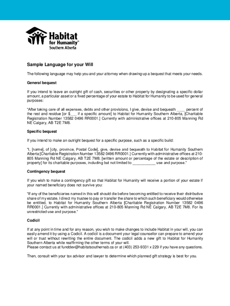 Fillable Online Sample Language for your Will Fax Email Print - pdfFiller