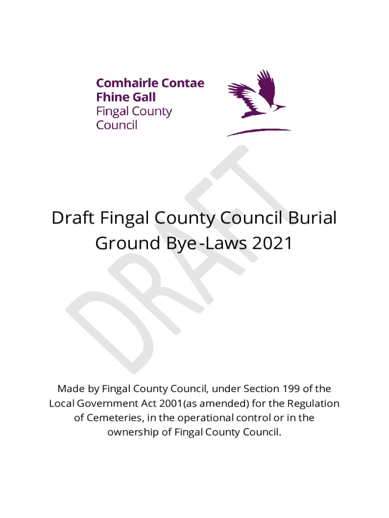 Fillable Online Draft Fingal County Council Burial Ground Bye-Laws 2021 ...
