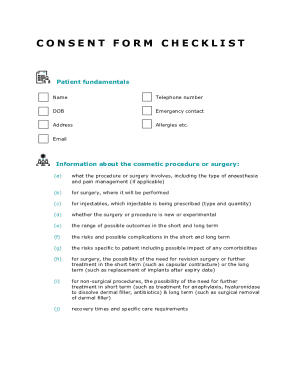 Fillable Online CONSENT FORM CHECKLIST Fax Email Print - pdfFiller