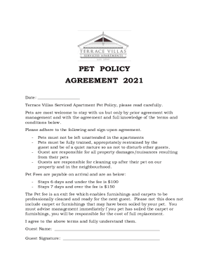 Fillable Online Pet Policies for a Rental: Here's What You Need To Know ...