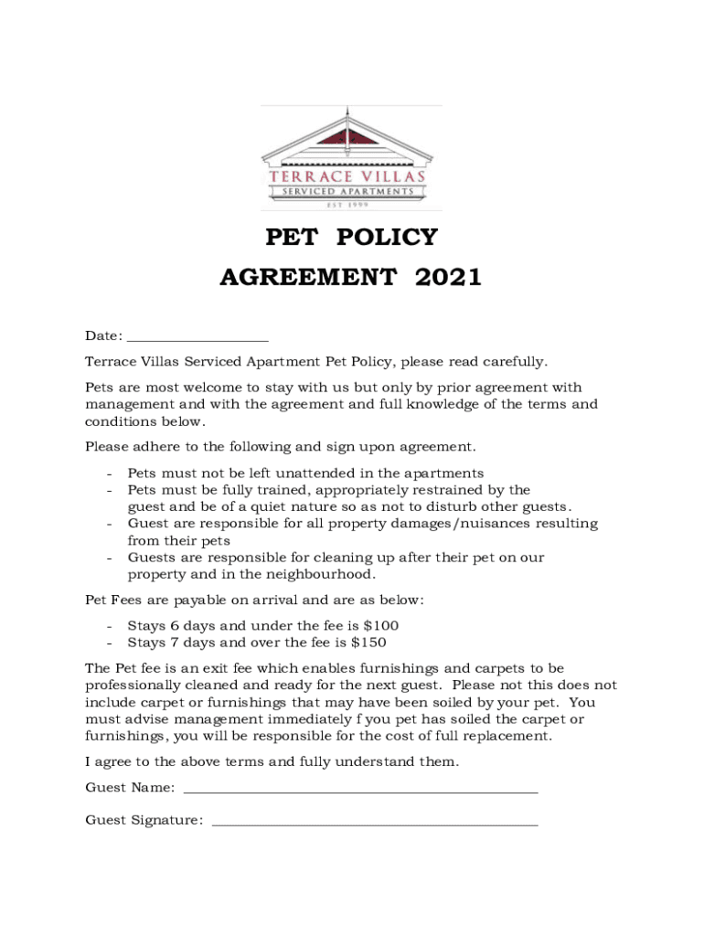 Fillable Online Pet Policies for a Rental: Here's What You Need To Know ...