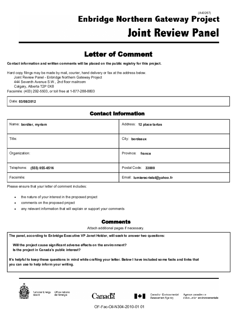 Fillable Online acee-ceaa gc Courier Letter Format and Samples Fax ...