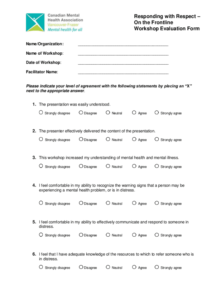 Fillable Online Workshop Evaluation Form Template Fax Email Print - pdfFiller
