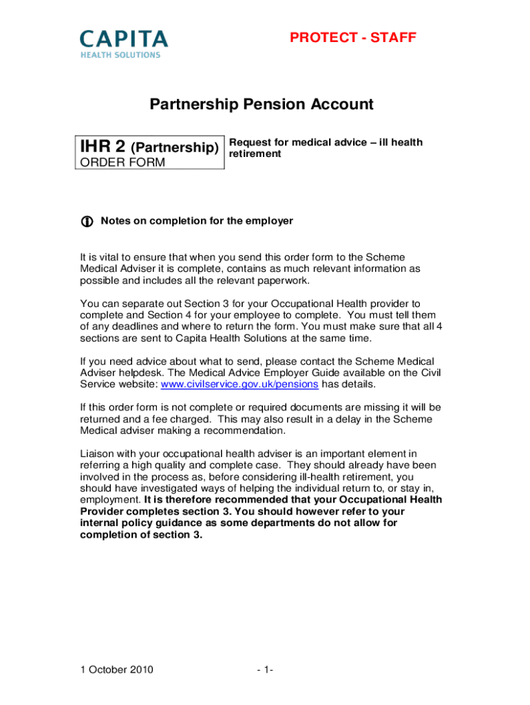 Fillable Online Application for an ill health retirement assessment ...