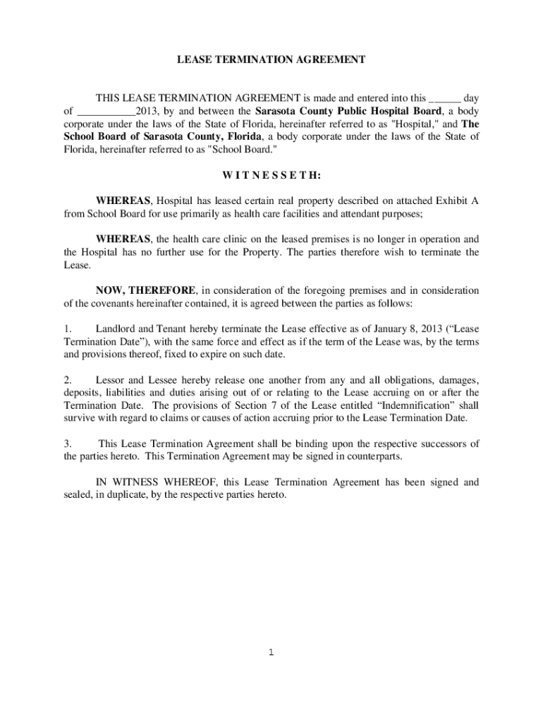 Fillable Online lease termination agreement Fax Email Print - pdfFiller