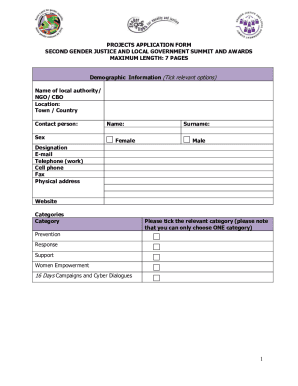 Fillable Online genderlinks org Projects Application Form Fax Email Print - pdfFiller