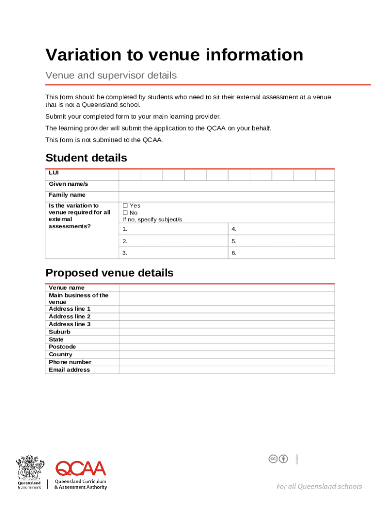 Variation to venue: Ination for students and parents/ ... Doc Template ...