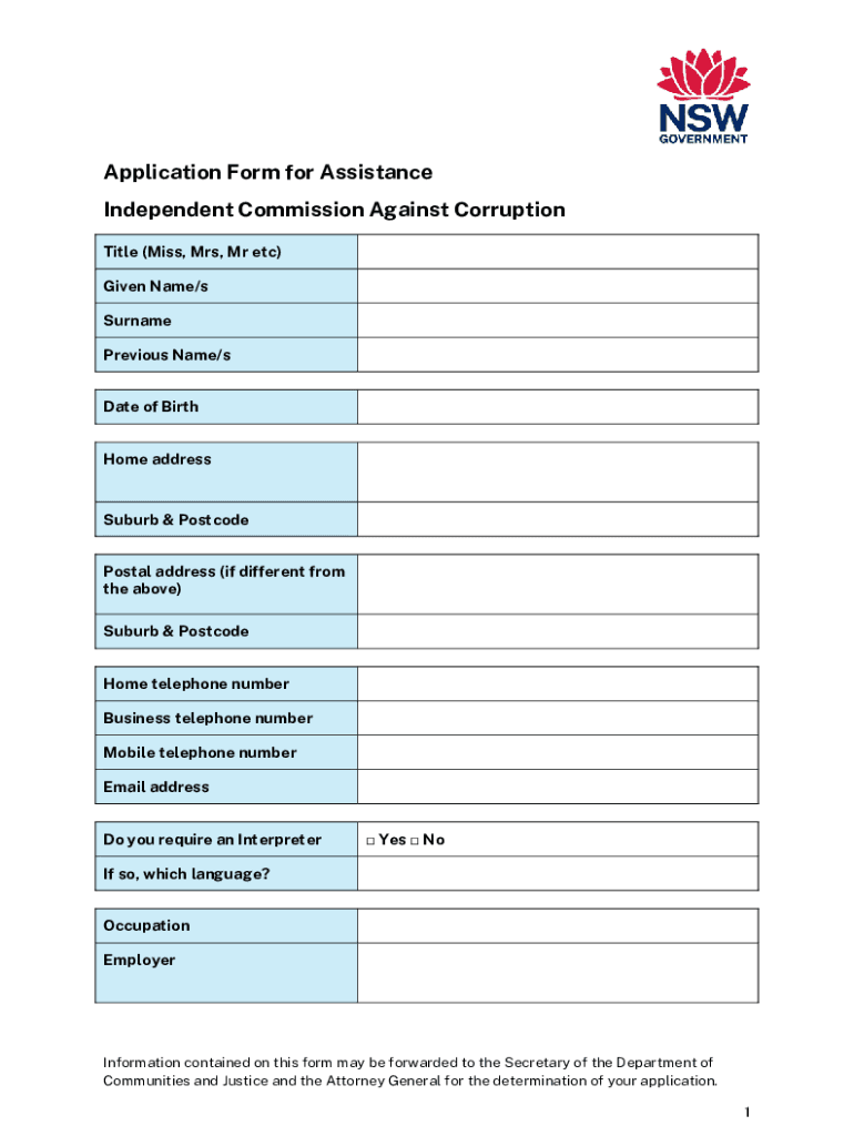 Fillable Online ICAC-Application-Form-for-Assistance. ICAC-Application ...