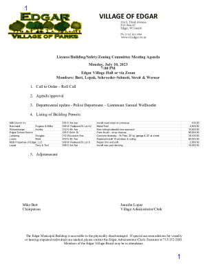 Fillable Online Administration - Village of Edgar, Wisconsin Fax Email ...