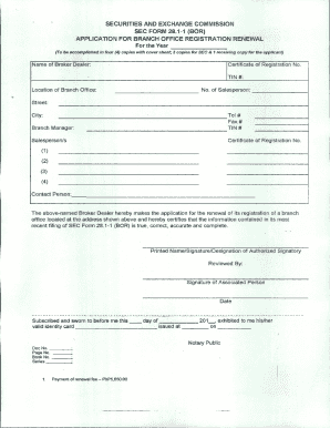 Fillable Online sec form 28.1-1 (bor) application for branch office ...
