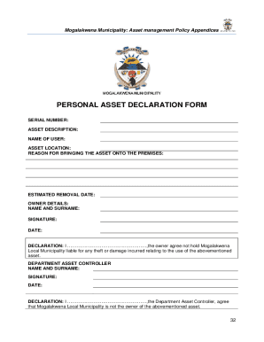 Fillable Online PERSONAL ASSET DECLARATION FORM Fax Email Print - pdfFiller
