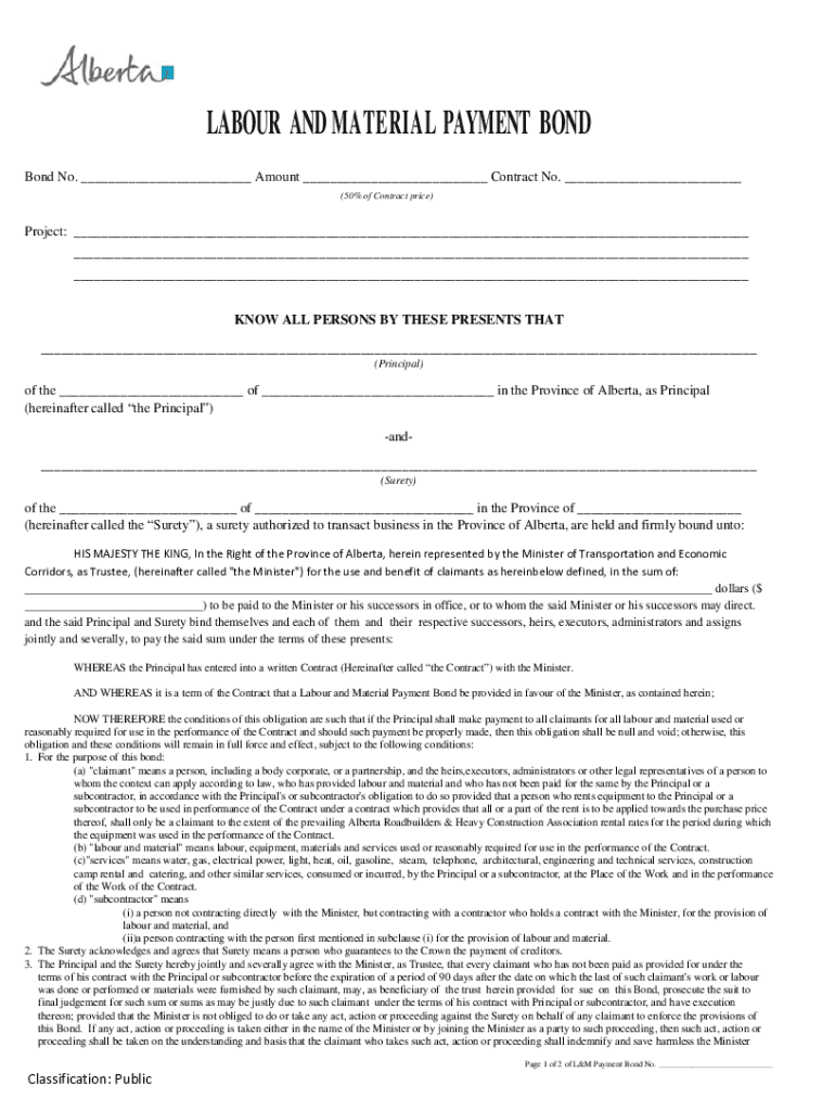 Fillable Online Labour and Material Payment Bond. Bonds Fax Email Print ...