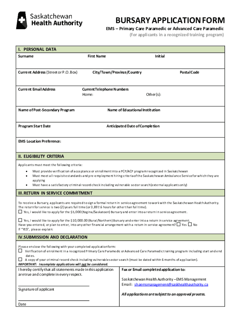 Fillable Online EMS Primary Care Paramedic or Advanced Care Paramedic ...