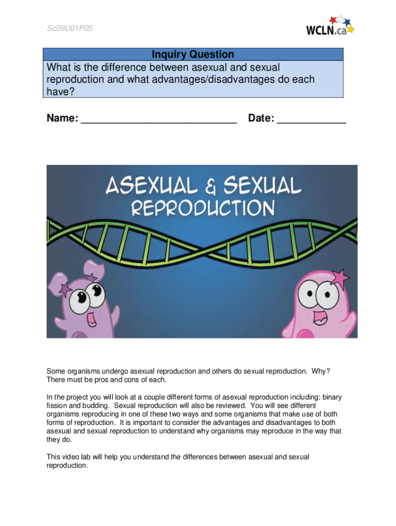 Fillable Online Asexual reproduction - Definition and Examples ...