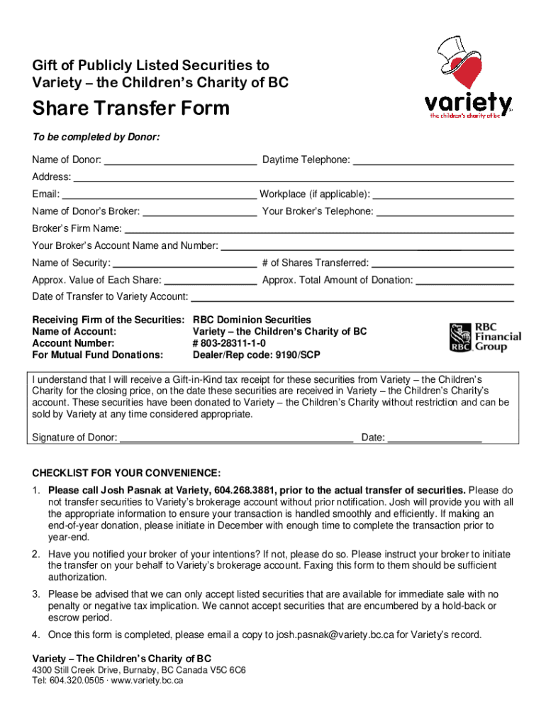 Fillable Online Share Transfer Form Fax Email Print - pdfFiller