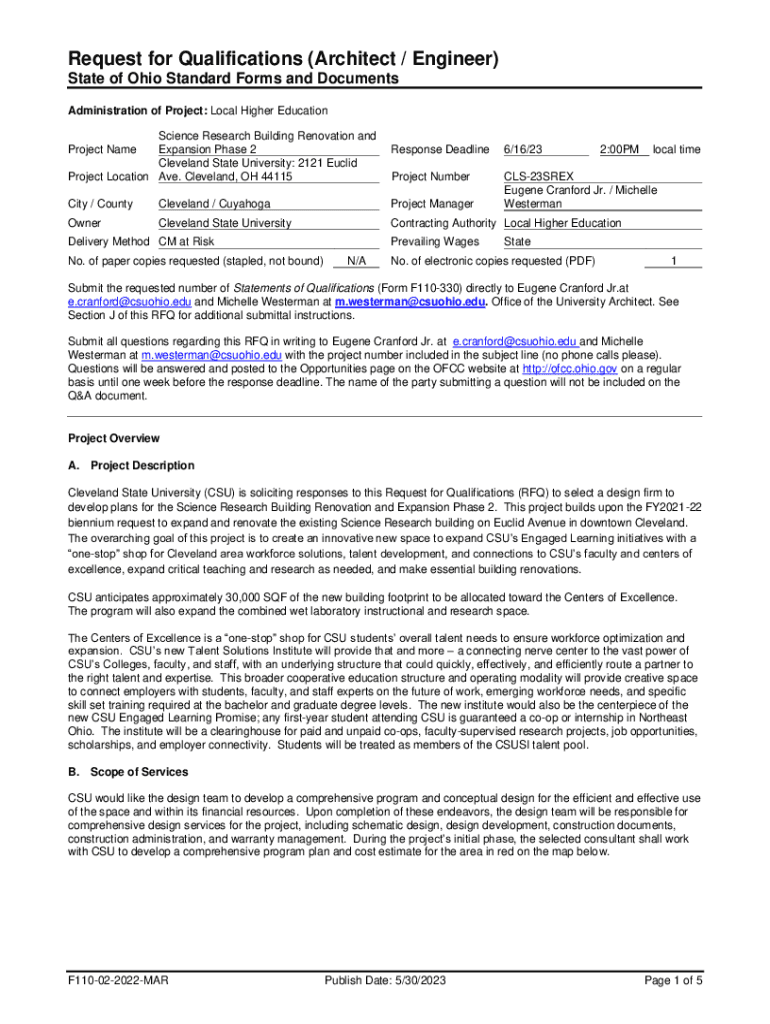 Fillable Online Statement of Qualifications for Master Planning Consultant ... Fax Email Print ...