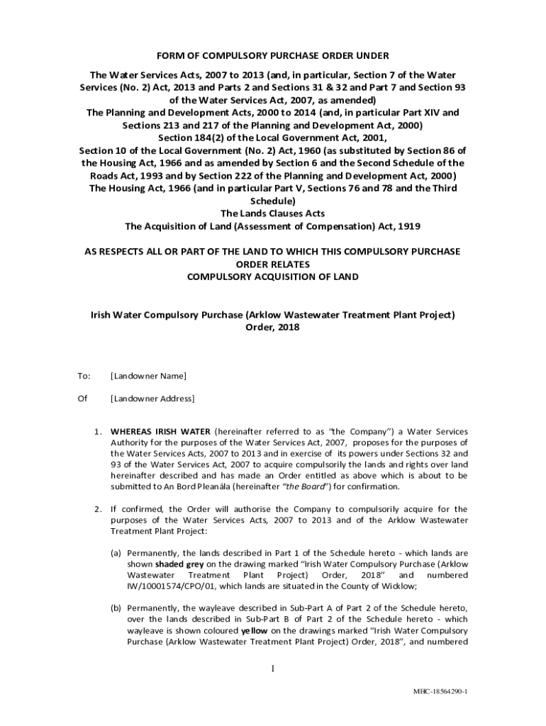 Fillable Online form of compulsory purchase order under Fax Email Print ...