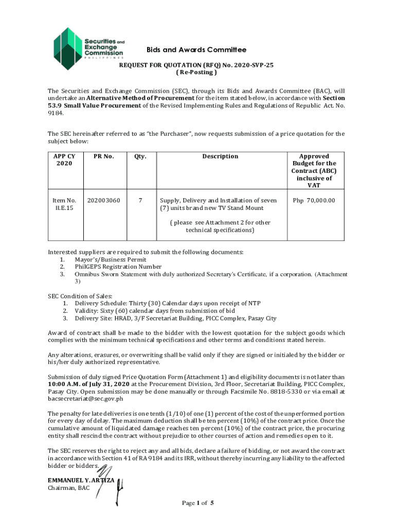 Fillable Online 9 Small Value Procurement of the Revised Implementing ...