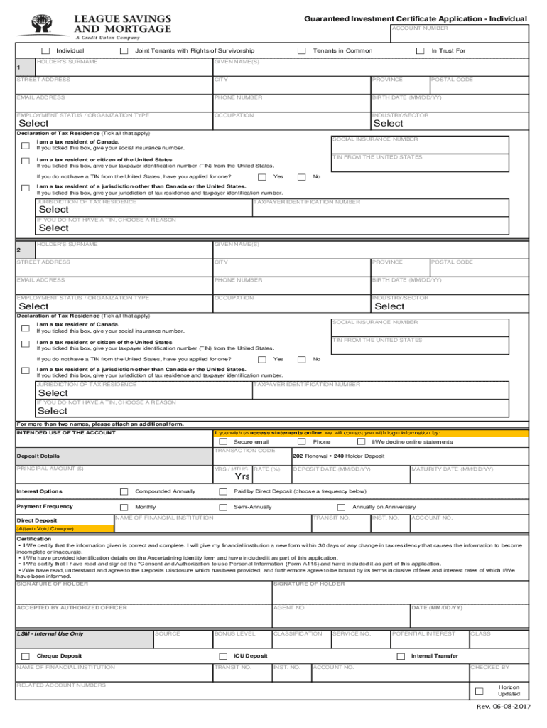 Fillable Online TD Guaranteed Investment Certificate (GIC)/Term Deposit ...