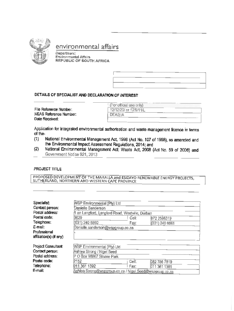 Fillable Online Appendix C - Maralla East - Specialist Declarations.pdf Fax Email Print - pdfFiller