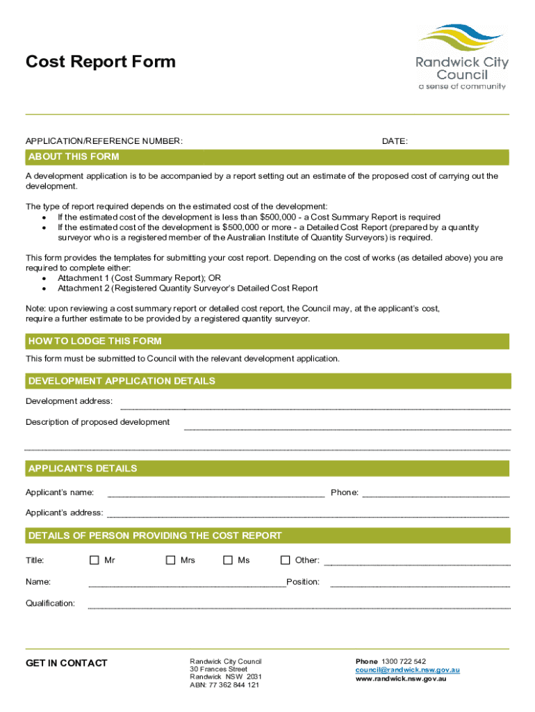 Fillable Online Cost Report Form - NM Fax Email Print - pdfFiller