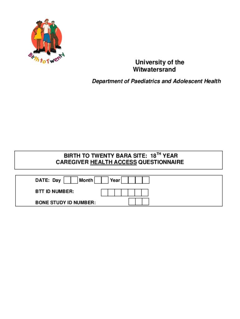 Fillable Online Adolescent and Young Adult (AYA) Health Questionnaire ...