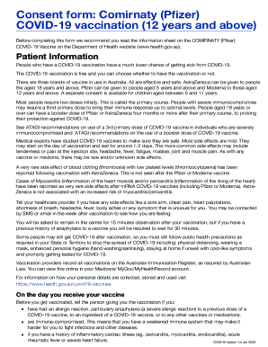 Fillable Online (new) COV215 Covid-19 Vaccine Consent Form PFIZER 12 ...