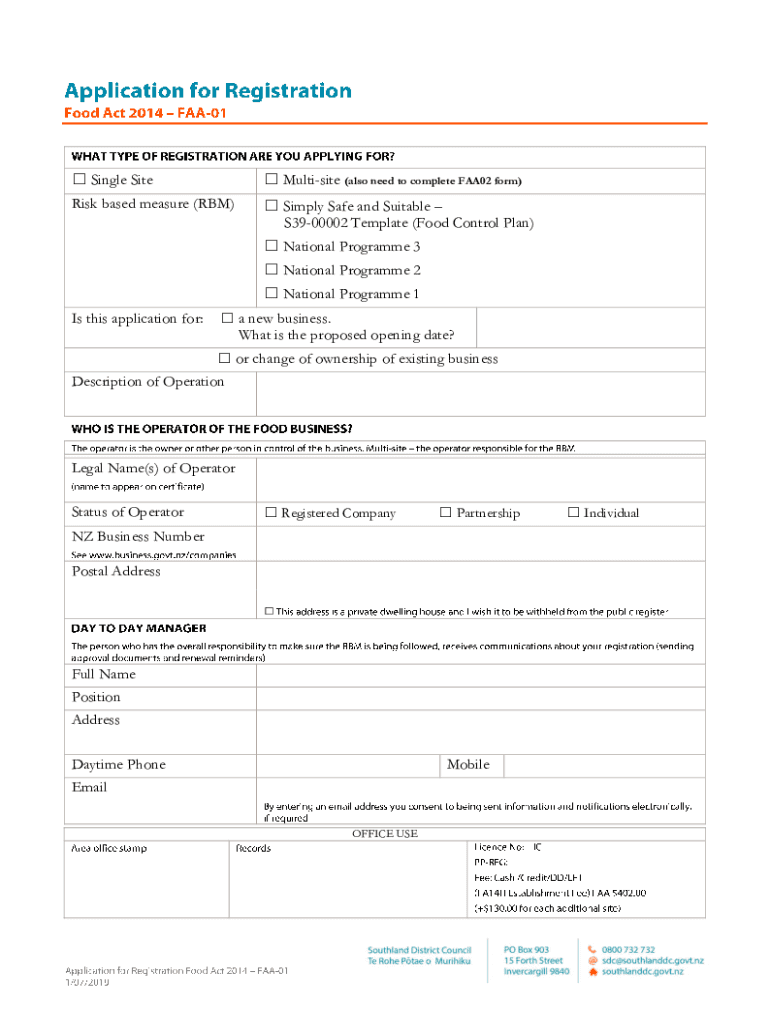 Fillable Online S39-00002 Template (Food Control Plan) National Pr Fax ...