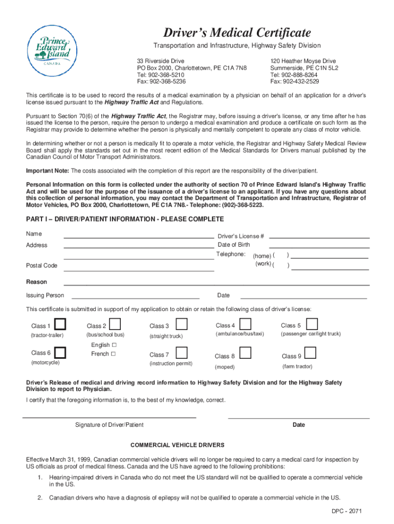 Fillable Online Drivers Medical Certificate Fax Email Print - pdfFiller