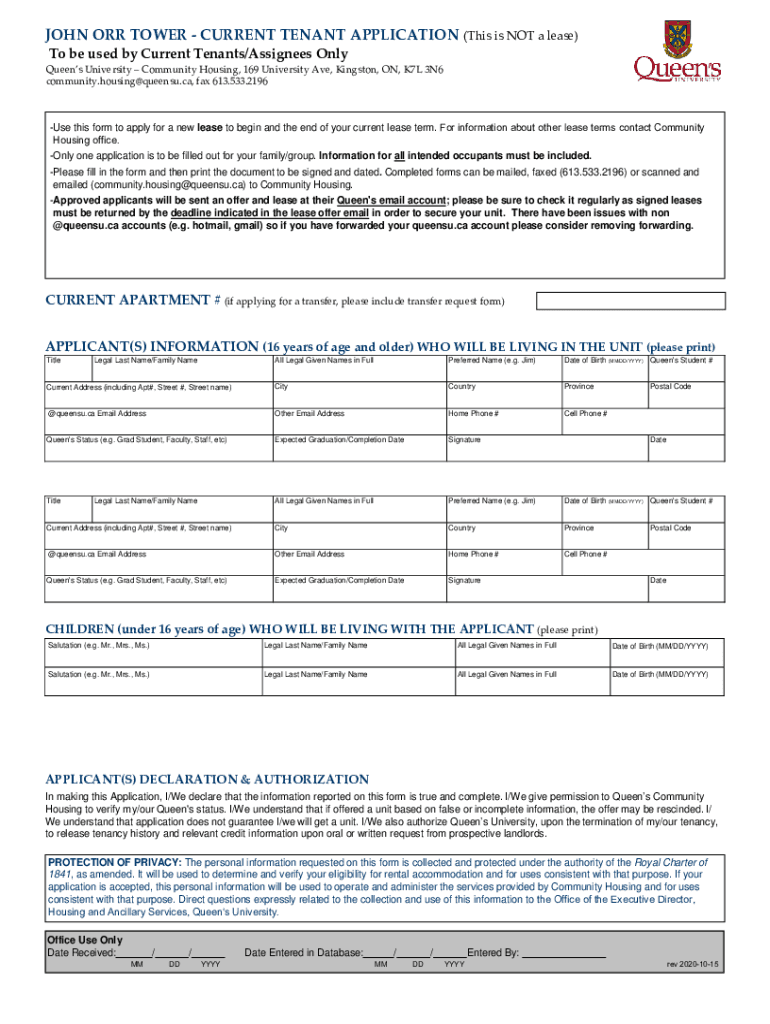 Fillable Online Current Tenant Reapplication for New January to August ...