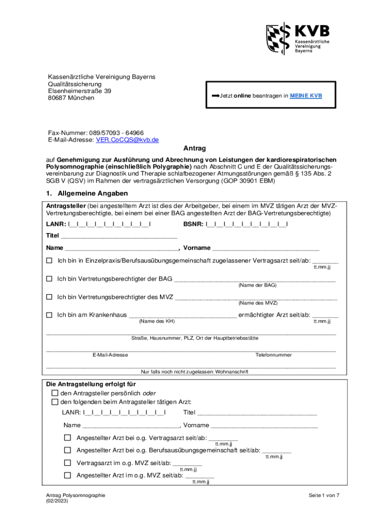 Ausfüllbar Online KVB-FORM-Polysomnographie kardiorespiratorische ...