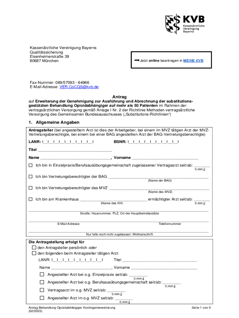 Ausfüllbar Online KVB-FORM-Behandlung Opioidabhngiger ...