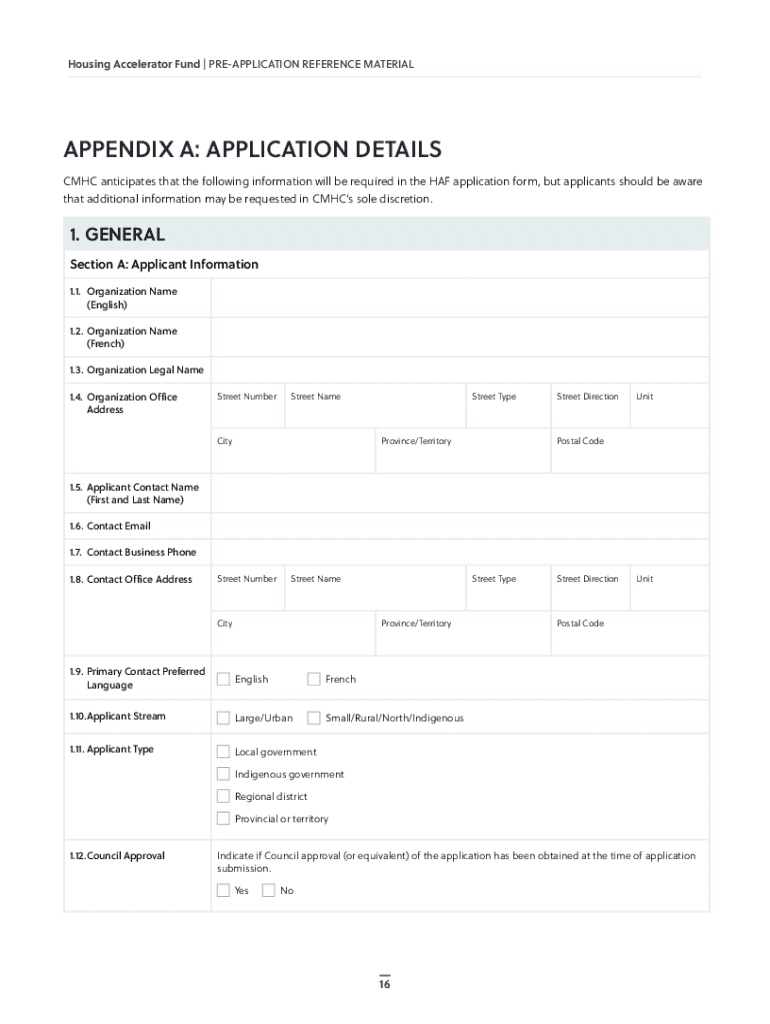 Fillable Online Housing Accelerator FundPre-application Reference ...