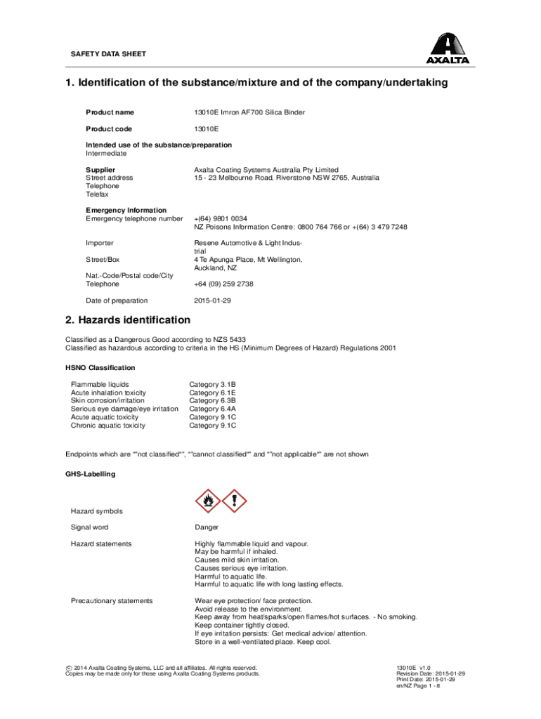 Fillable Online Imron AF700 Polyurethane Basecoat (ES Quality) - Axalta ...