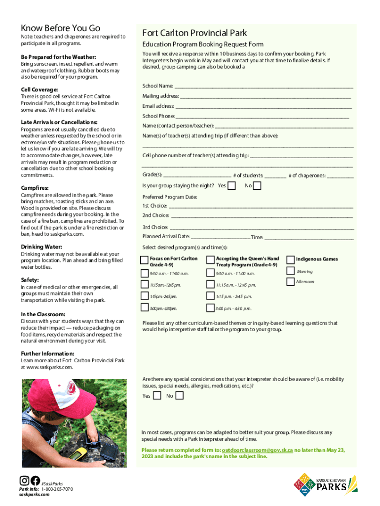 Fillable Online Fort Carlton Provincial Park - July Programs and Events ...