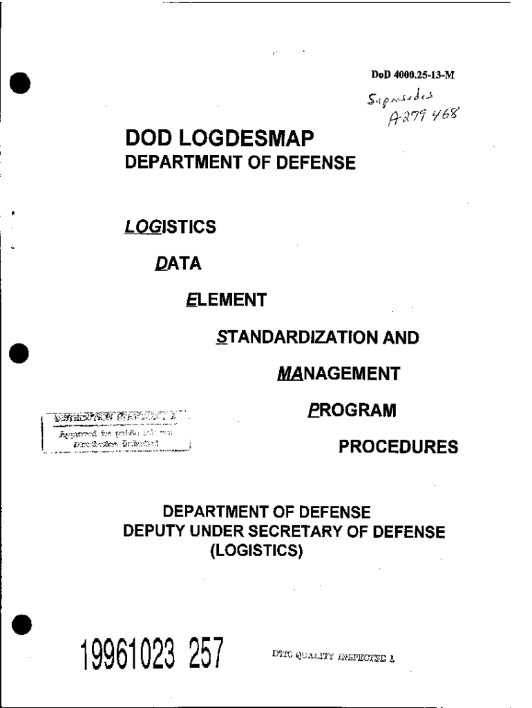 Fillable Online DoD Logdesmap - Department of Defense. Logistics Data ...