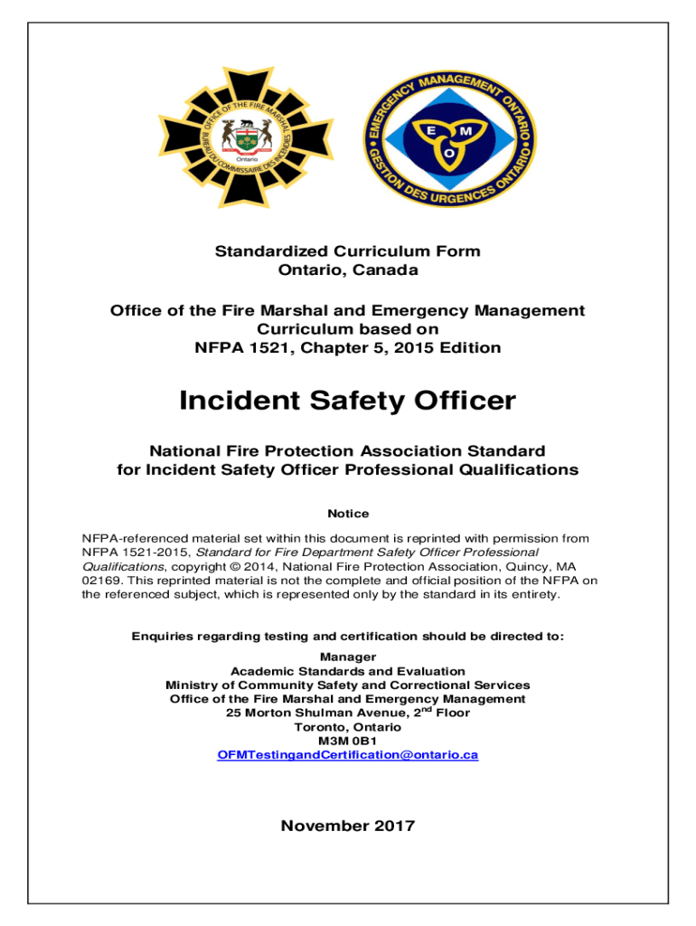 Fillable Online Fire and Emergency Services Safety Officer, 2nd Edition ...