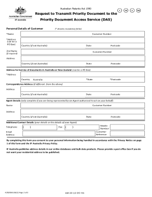 Fillable Online Request to Transmit Priority Document to the Priority ...