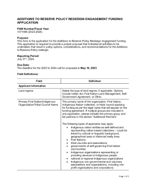 Fillable Online ADDITIONS TO RESERVE POLICY REDESIGN ENGAGEMENT FUNDING ...