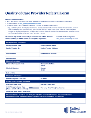 Fillable Online Quality of Care Provider Referral Form ...
